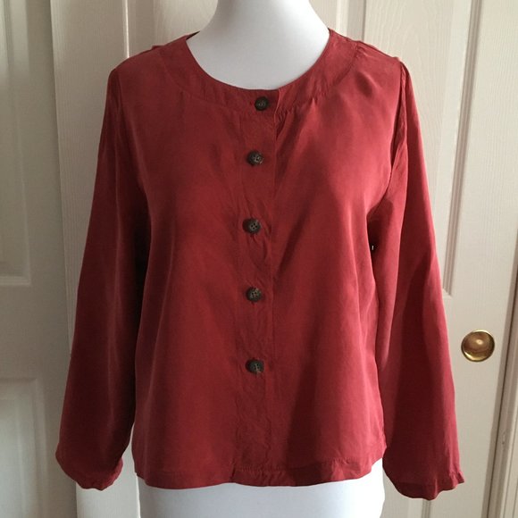 Kiko | Tops | Kiko Comfortable Clothing Red Silk Blousejacket | Poshmark